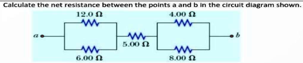 calculate the net resistance between the points a and b in the circuit diagram shown 38999