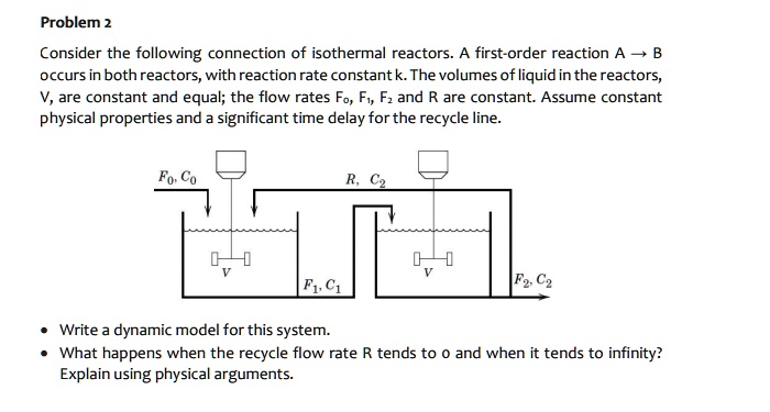 Problem 2 Consider the following connection of isothermal reactors. A first-order reaction A →B ...