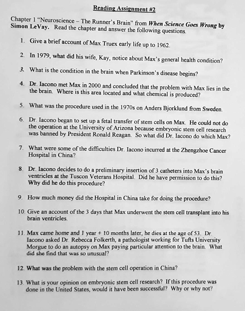 SOLVED: Texts: Chapter 1 from the book When Science Goes Wrong Reading Assignment #2 Chapter 1 ...