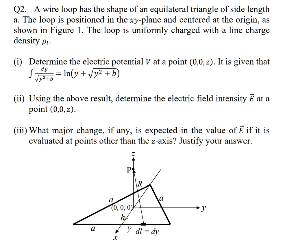 SOLVED: Q2. A wire loop has the shape of an equilateral triangle of side length a. The loop is ...