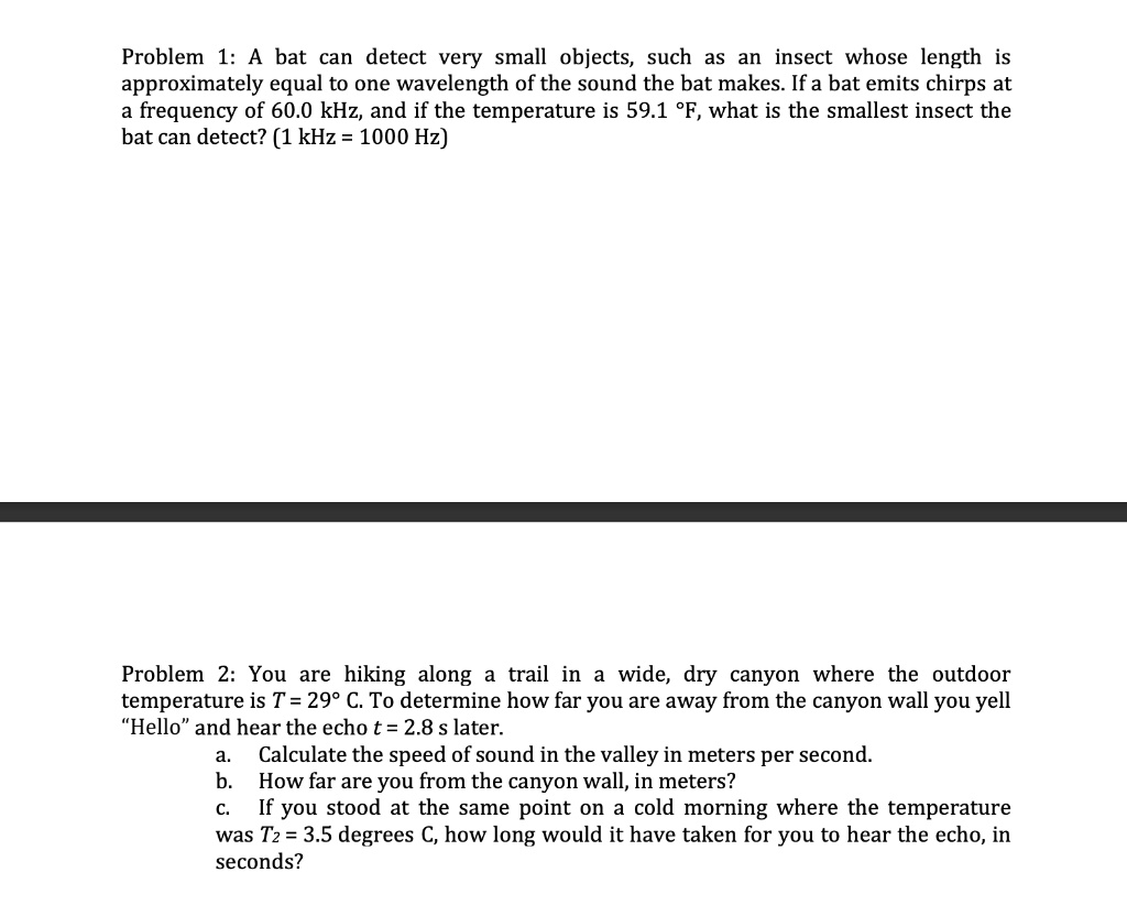 SOLVED: Problem 1: bat can detect very small objects, such as an insect whose length is ...