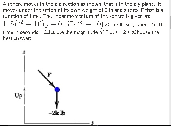 SOLVED: A sphere moves in the z-direction as shown, that is in the z-y ...