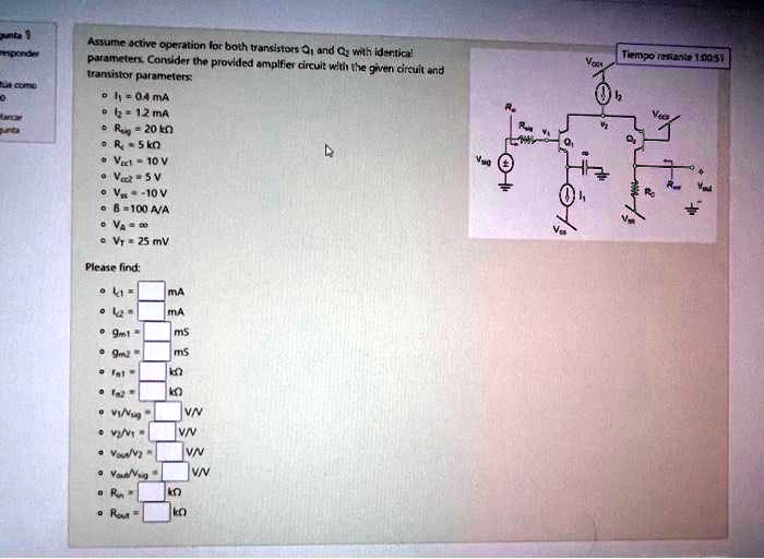 SOLVED: Texts: ta Assume octave operation for both transistors Q and Q with identical parameters ...
