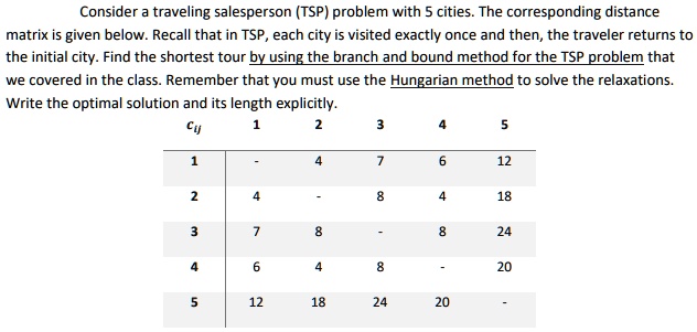 [GET ANSWER] consider traveling salesperson tsp problem with cities the ...