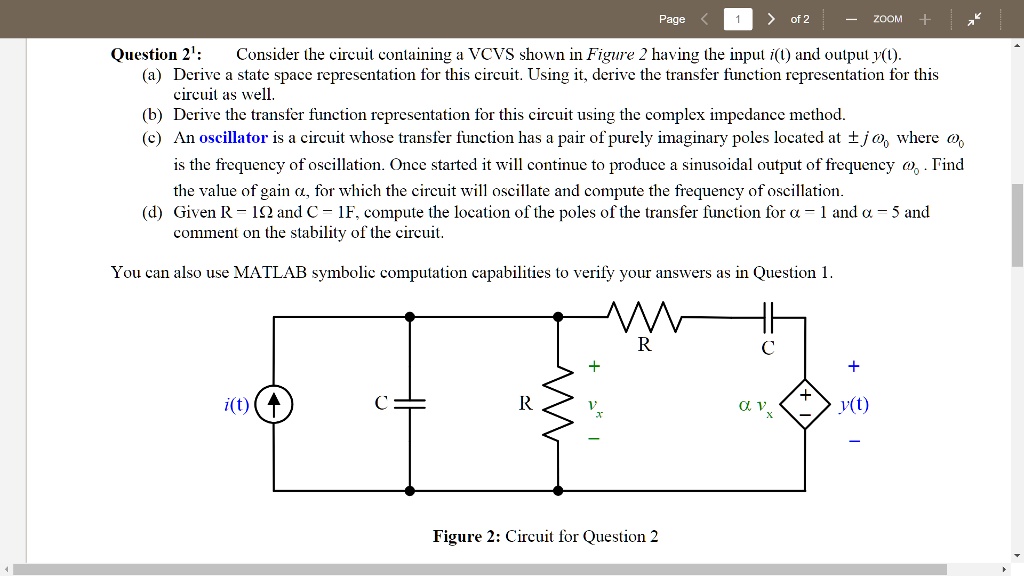 SOLVED: Page of 2 ZOOM + Question 21: Consider the circuit containing a VCVS shown in Figure 2 ...