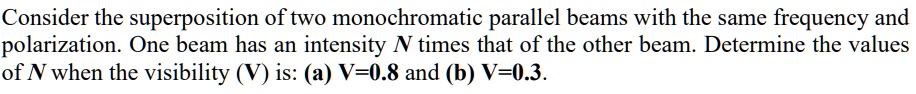 SOLVED: Consider the superposition of two monochromatic parallel beams with the same frequency ...