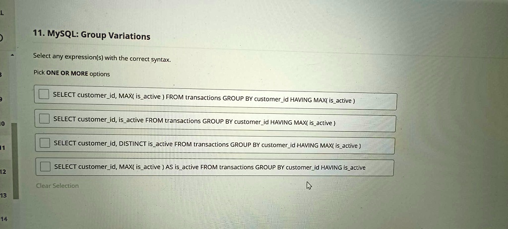 11mysqlgroup variations select any expressions with the correct syntax ...