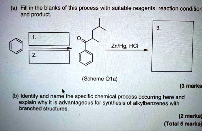 a fill in the blanks of this process with suitable reagents reaction condition and product znhg ...