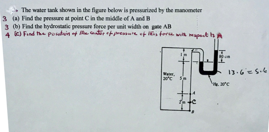 SOLVED: The water tank shown in the figure below is pressurized by the ...