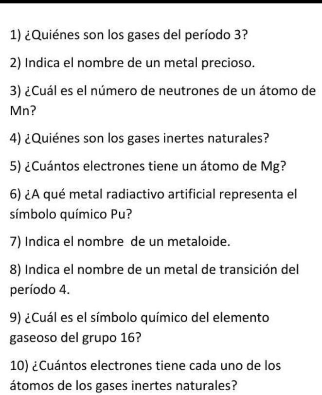 SOLVED: ayudaaaaaaaaaaaaaaaaaaaa plis :(( 1) éQuiénes son los gases del ...