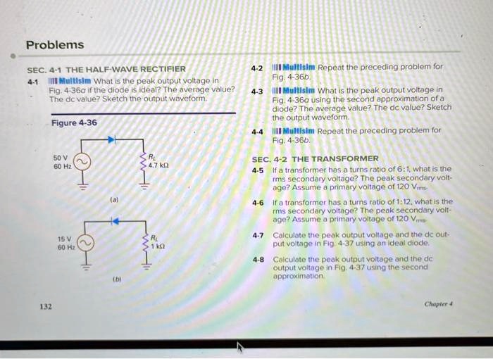 Problems SEC. 4-1 THE HALF-WAVE RECTIFIER 4-1 III Multisim What is the peak output voltage in ...