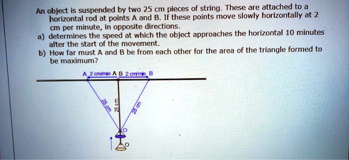 SOLVED: An object is suspended by two 25 cm pieces of string. These are ...
