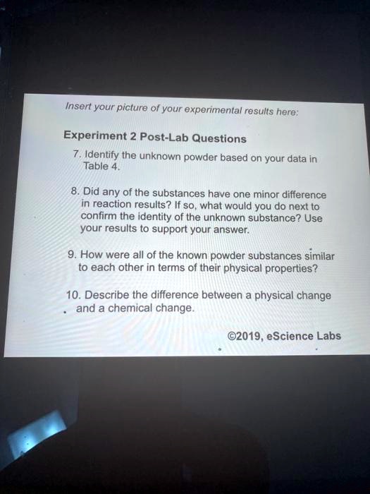 SOLVED: Insert your picture of your experimental results here ...