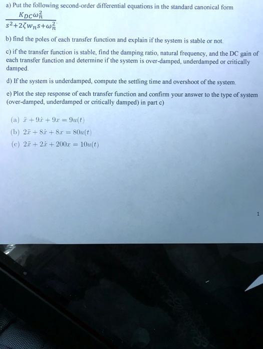 SOLVED: a) Put the following second-order differential equations in the ...
