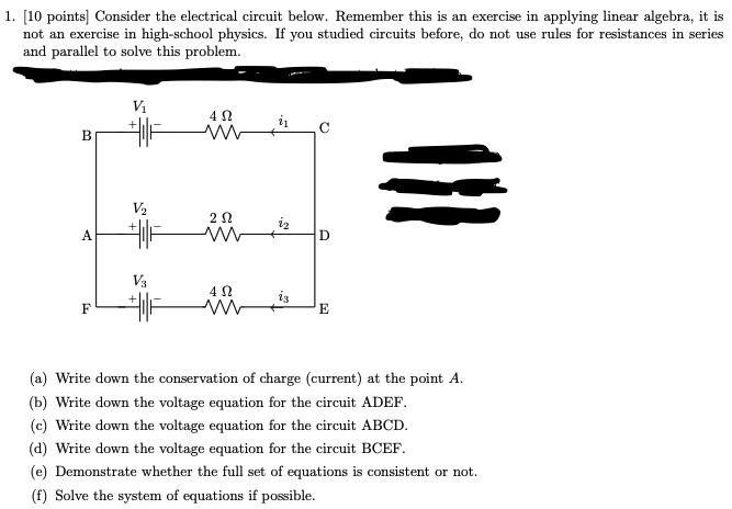 SOLVED: [10 points] Consider the electrical circuit below . Remember ...
