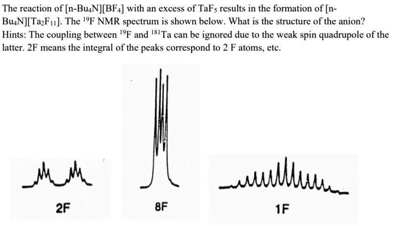 SOLVED: The reaction of [n-Bu4NJ[BF4] with an excess of TaFs results in ...