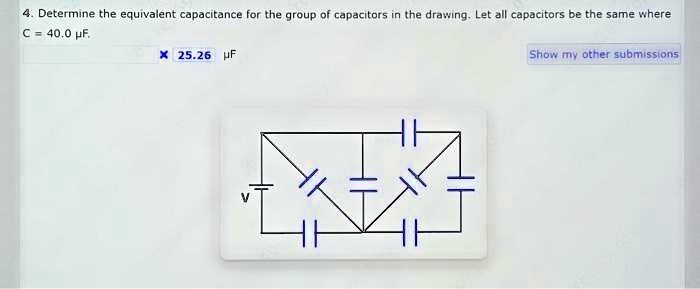SOLVED: Determine the equivalent capacitance for the group of capacitors in the drawing. Let all ...