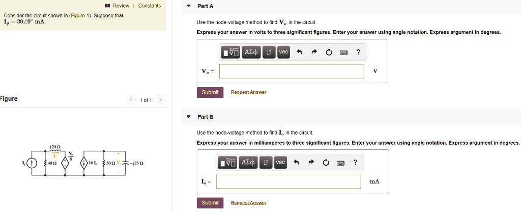 SOLVED: Review I Constants Consider the circuit shown in Figure 1. Suppose that Ig = 300 mA ...