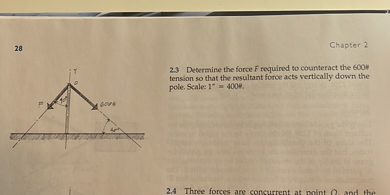 28 Chapter 2 2.3 Debermine the force F required to counteract the 600 i ...