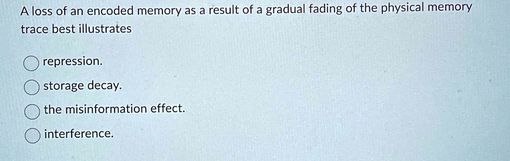 A loss of an encoded memory as a result of a gradual fading of the ...