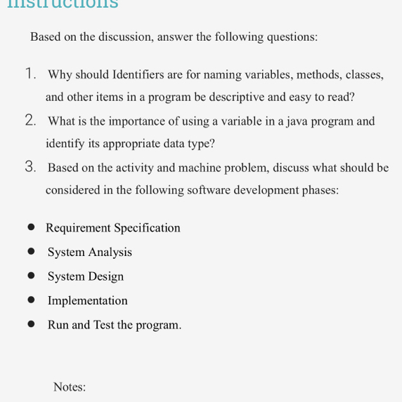 Solved Based On The Discussion Answer The Following Questions 1 Why Should Identifiers Are