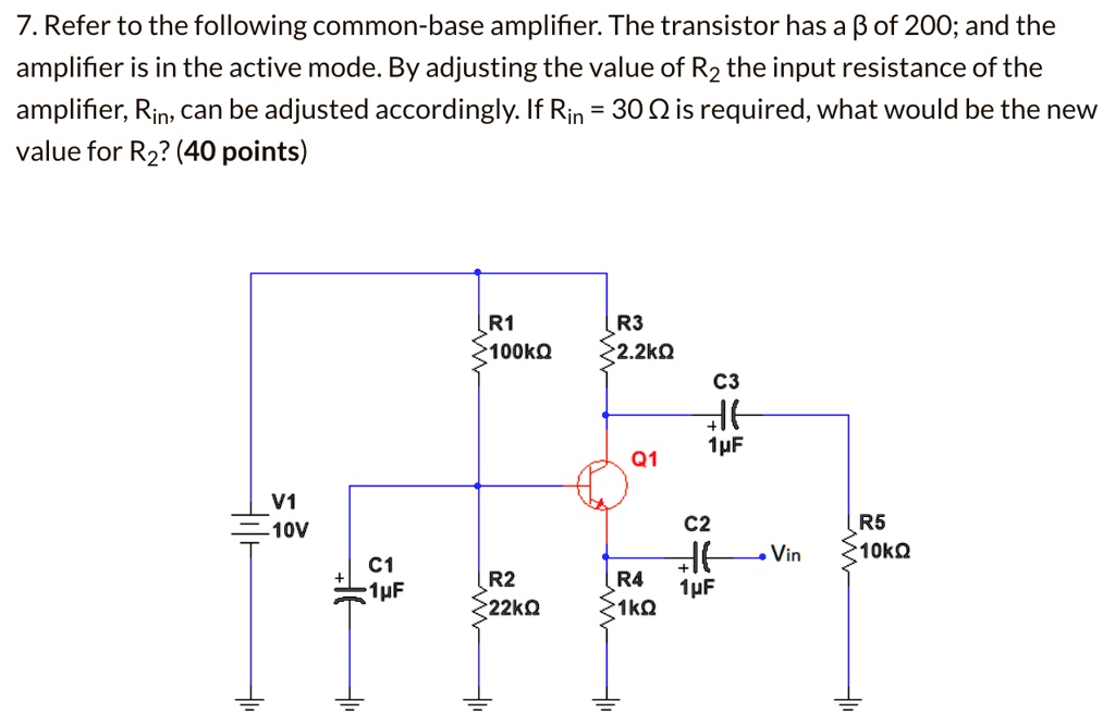 SOLVED: Refer to the following common-base amplifier. The transistor ...