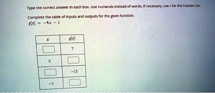 SOLVED: Type the correct answer In each box: Use numerals Instead of ...