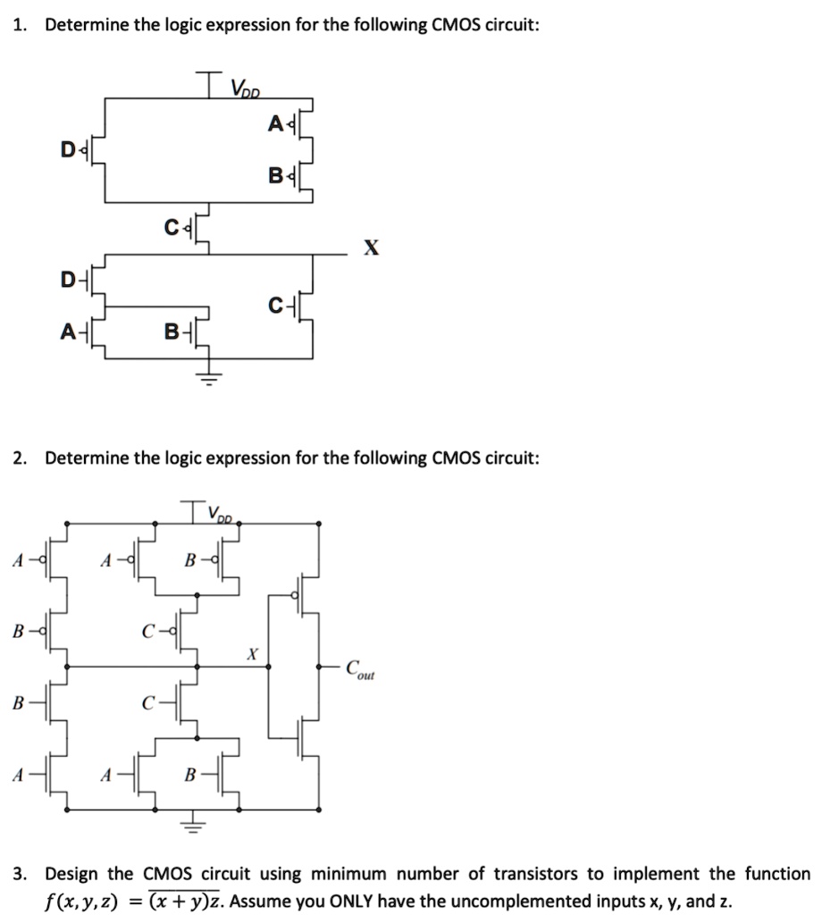 determine the logic expression for the following cmos circuit voo ad ...