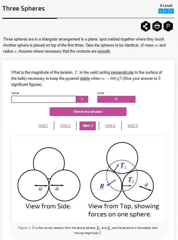 Three Spheres Three spheres are in a triangular arrangement in a plane ...