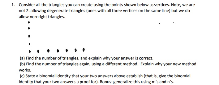 consider all the triangles you can create using the points shown below as vertices note we are ...