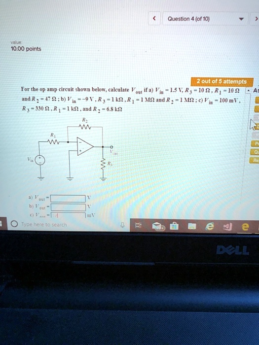 SOLVED: For the op amp circuit shown below, calculate Vout if: - Vin ...