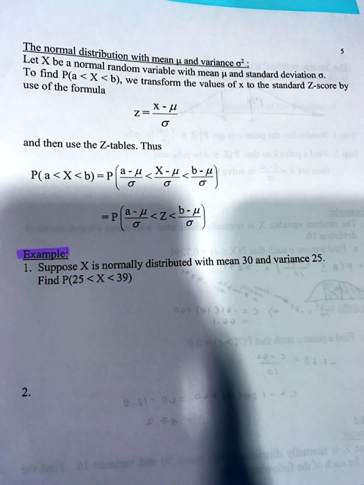 SOLVED:ThenormaL distribution _= Let X be norma_ with mean and variance ...