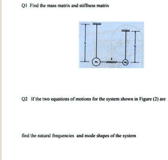SOLVED: Qi Find the mass matrix and stiffness matrix. Q2 If the two equations of motion for the ...