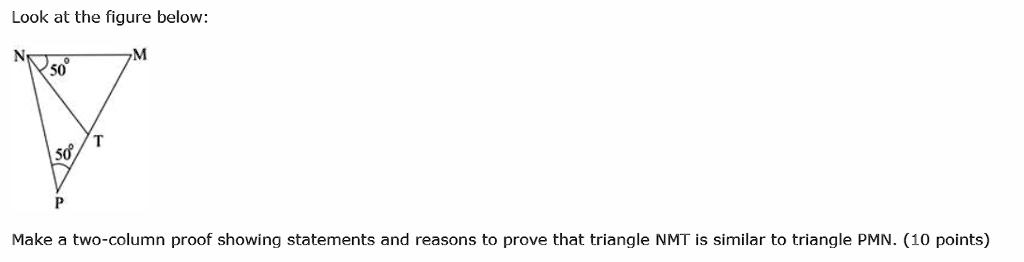 SOLVED: Look at the figure below: Kso Make a two-column proof showing statements and reasons to ...