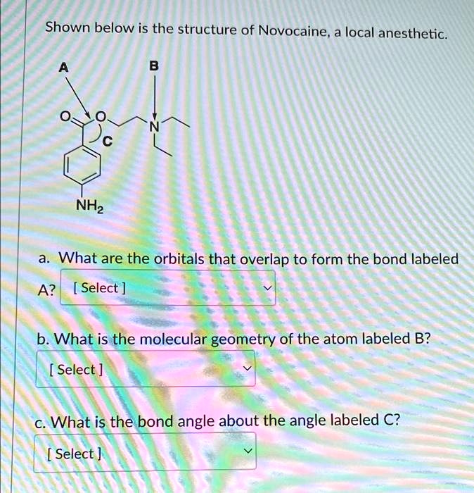 Shown below is the structure of Novocaine, a local anesthetic. A B O C ...