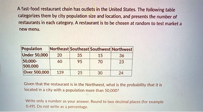 SOLVED: A fast-food restaurant chain has outlets in the United States ...