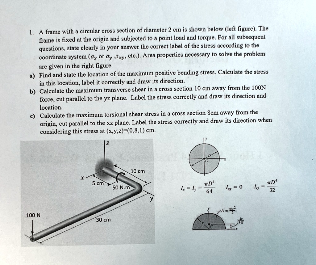 1 A Frame With A Circular Cross Section Of Diameter 2 Cm Is Shown Below Left Figure The