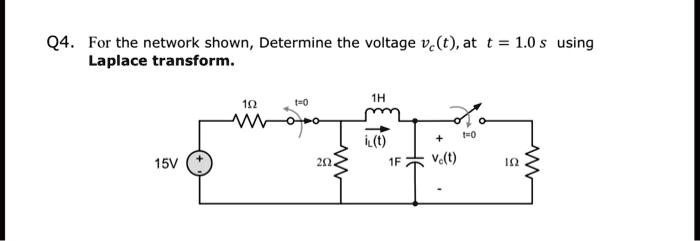 SOLVED: Q4. For the network shown, determine the voltage vct at t=1.0s using Laplace transform ...