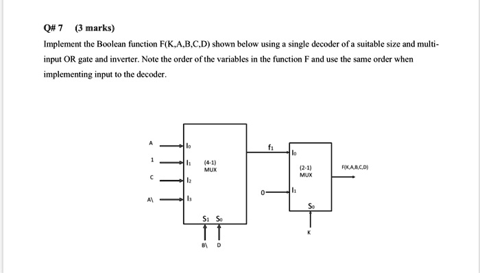 Solved Q73 Marks Implement The Boolean Function Fkabcd Shown Below Using A Single
