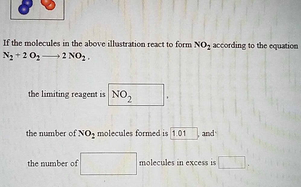 SOLVED: Ifthe molecules in the above illustration react to form NOz ...