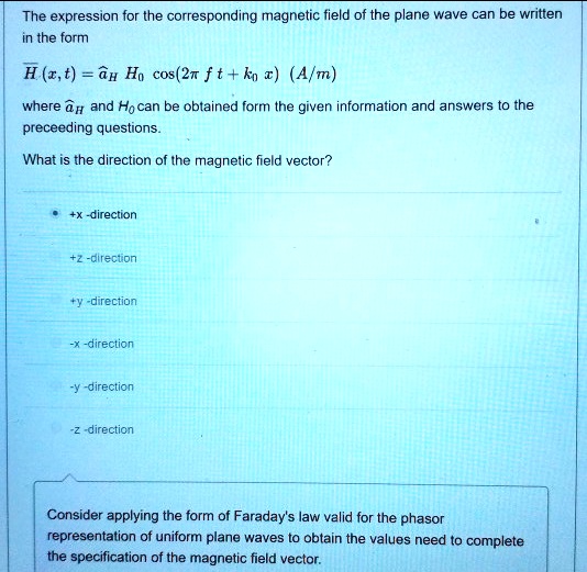 SOLVED: The expression for the corresponding magnetic tield of the ...