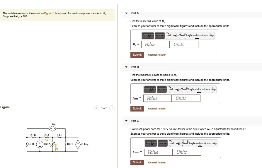 SOLVED: The variable resistor in the circuit in (Figure 1) is adjusted for maximum power ...
