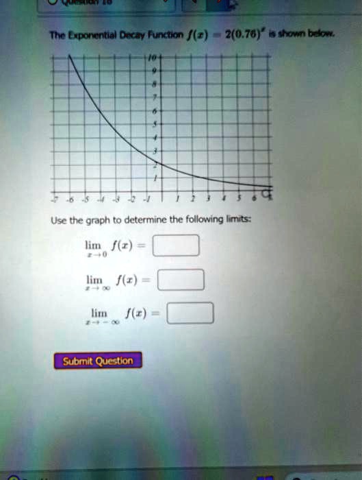 The Exponential Decay Function f(x) = 2(0.76)^x is shown below. Use the ...