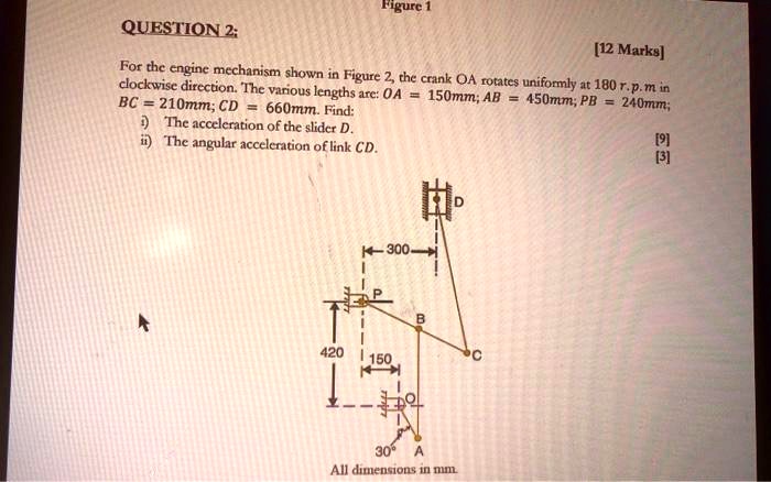 theory of machines and vibrations figure1 question2 12marks for the engine mechanism shown in ...