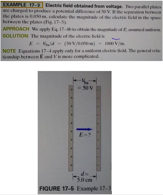 EXAMPLE 17-3 Electric field obtained from voltage. Two...