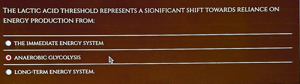 the lactic acid threshold represents a significant shift towards ...