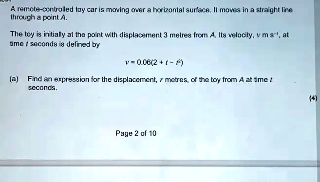 SOLVED: A remote-controlled toy car is moving over a horizontal surface ...