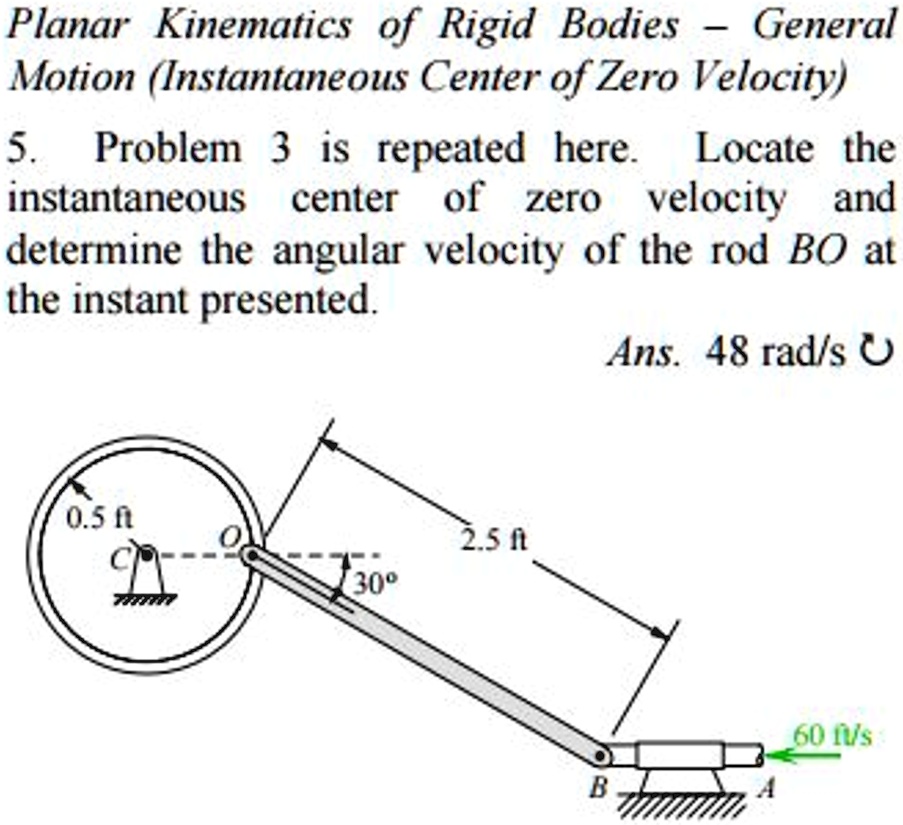 SOLVED: Problem 3 is repeated here. Locate the instantaneous center of zero velocity and ...