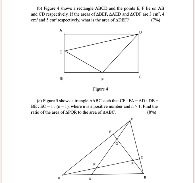 SOLVED: (b) Figure shows rectangle ABCD and the points E F lie on AB ...