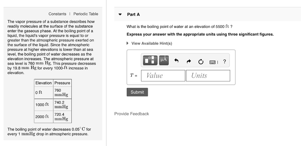 Constants | Periodic Table The vapor pressure of a substance describes ...